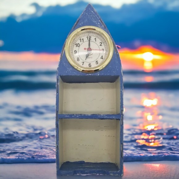 Accents | Boat Clock Seaside Nautical Rustic Wood Analog Battery Desk ...